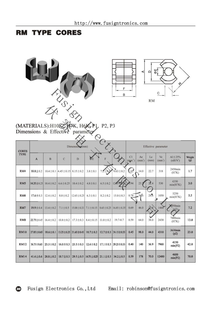 RM Type Ferrite Core - Fusign Electronics Co. Ltd.